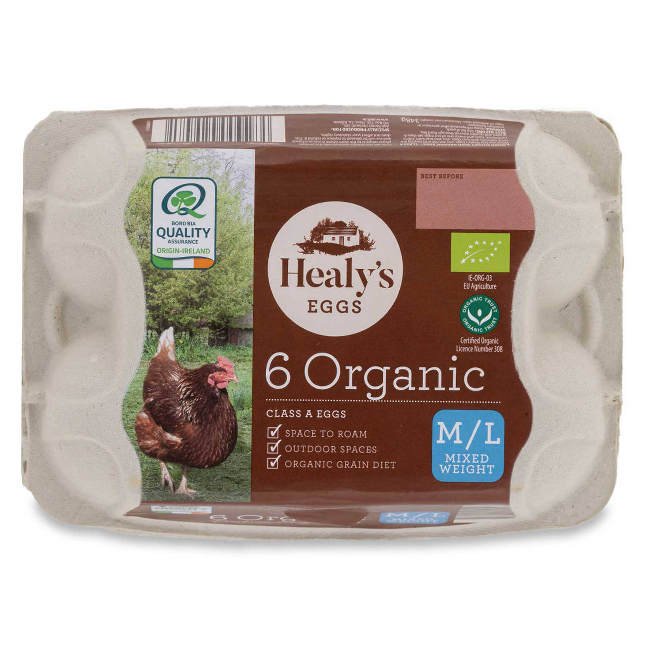Mixed Weight Organic Eggs 6 Pack | ALDI IE